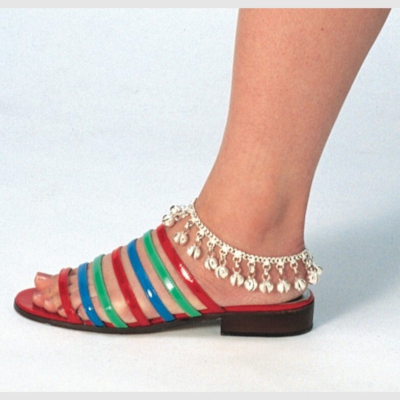 White Metal Anklet Chain with Bells - Elegant & Musical Acc.