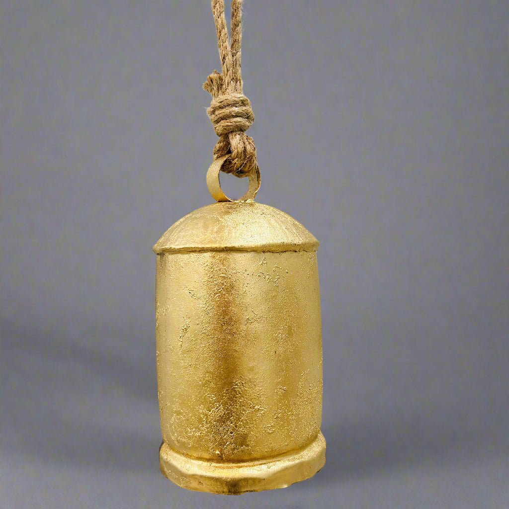8-Inch Gold Tin Bell with Metal Striker and Rope Cord – 10oz