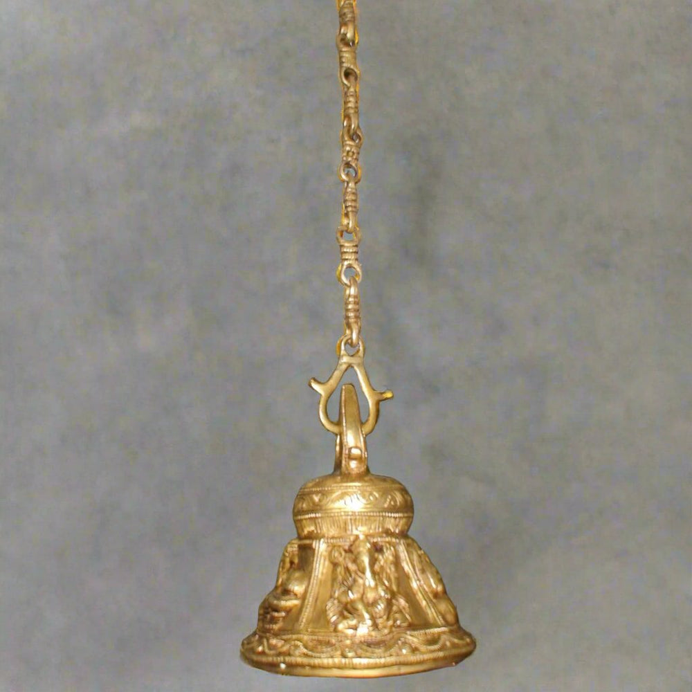 Embossed Brass Hanging Temple Bell at Bellbazaar.com