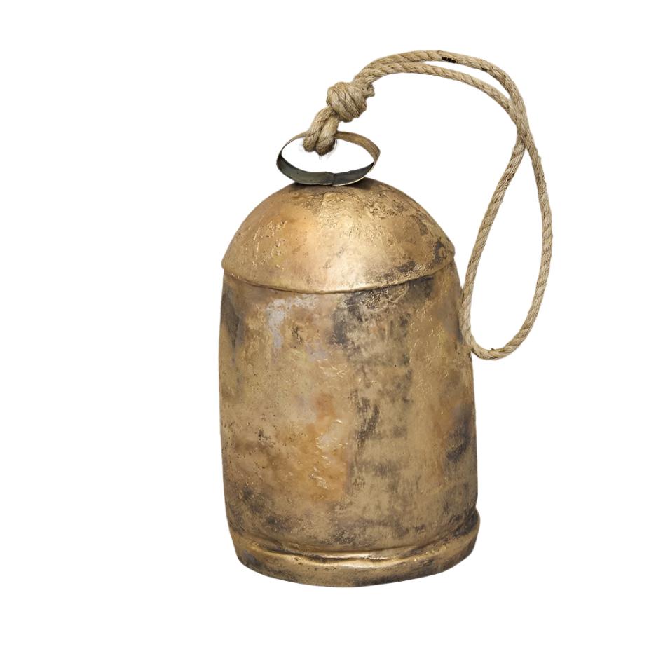 Large Antique-Style Tin Bells with Rope Handles