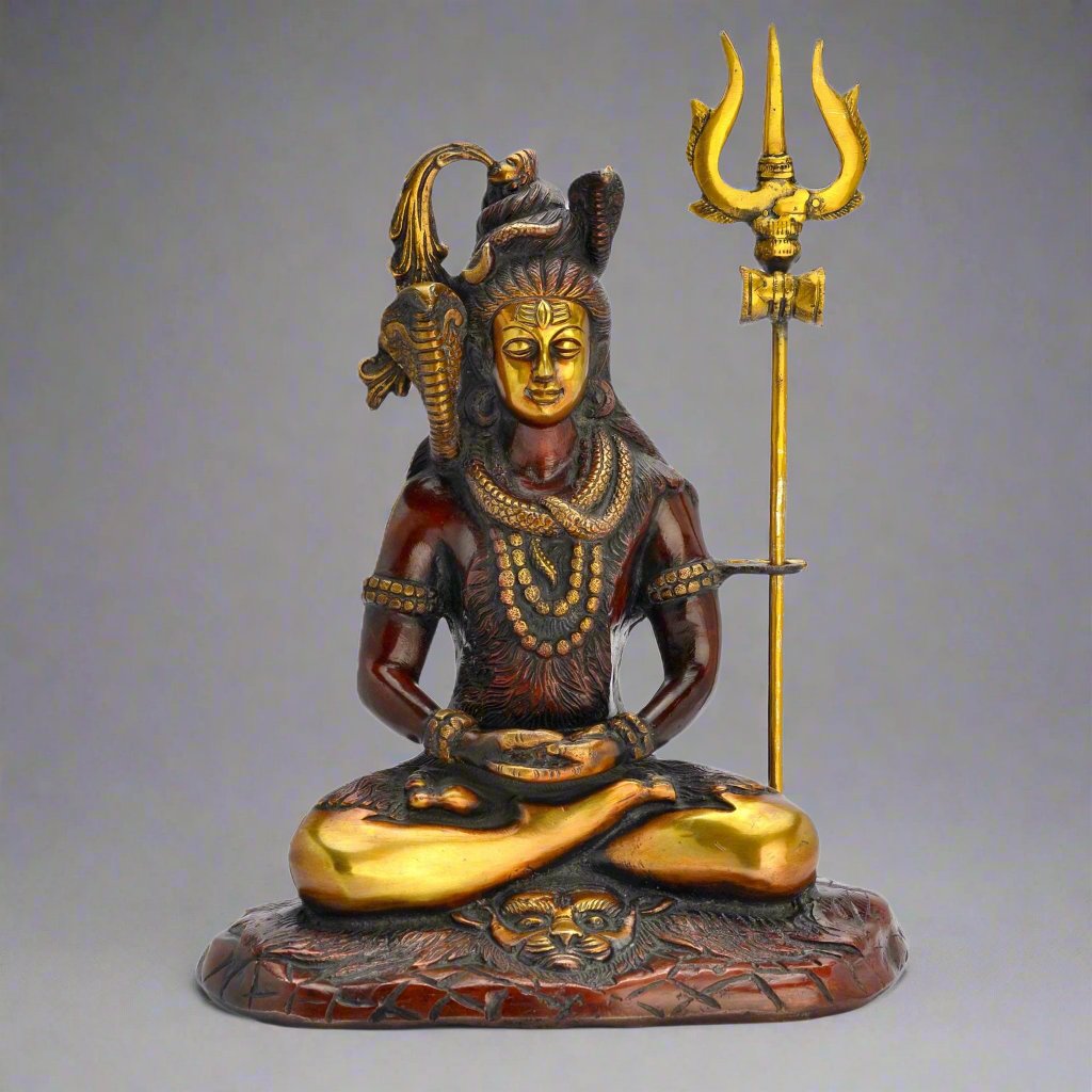 Sitting Shiva with Trident Brass Statue at Bellbazaar.com